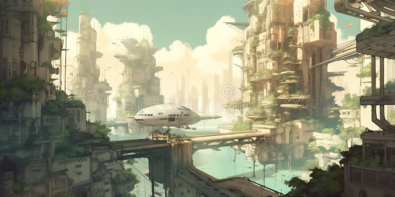 Futuristic City with Sprawling Infrastructure and Intense Urban ...