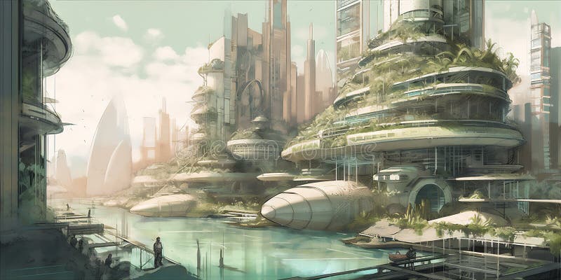 Futuristic City with Sprawling Infrastructure and Intense Urban ...
