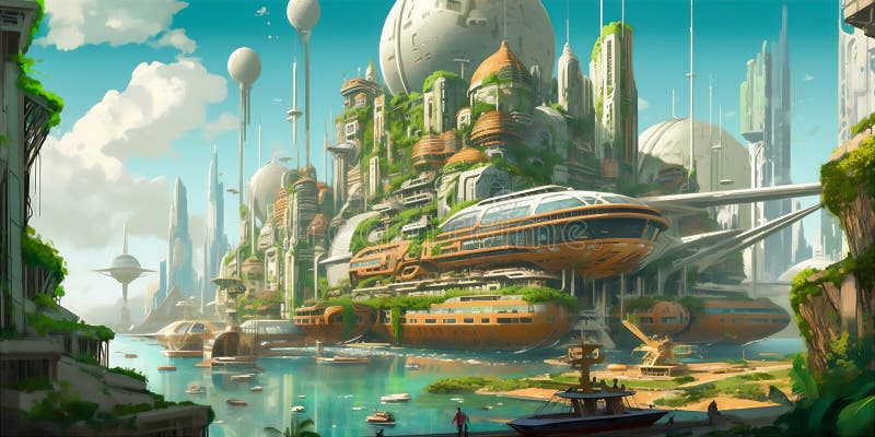 Futuristic City with Sprawling Infrastructure and Intense Urban ...