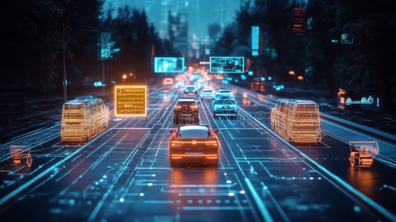 Futuristic City Traffic with Autonomous Vehicles and Digital Overlays ...