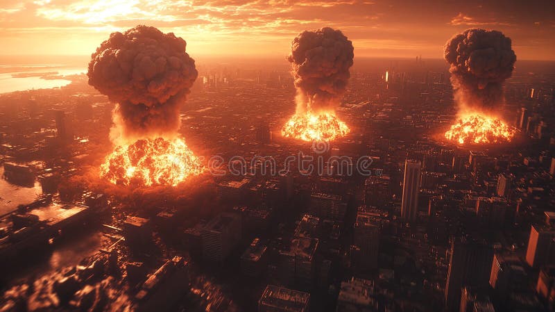 Futuristic City Under Attack with Multiple Aerial Vehicles Stock ...