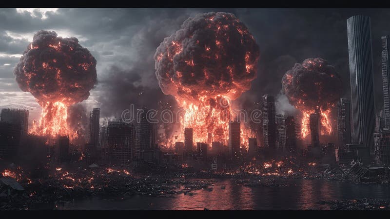 Futuristic City Under Attack with Multiple Aerial Vehicles Stock ...