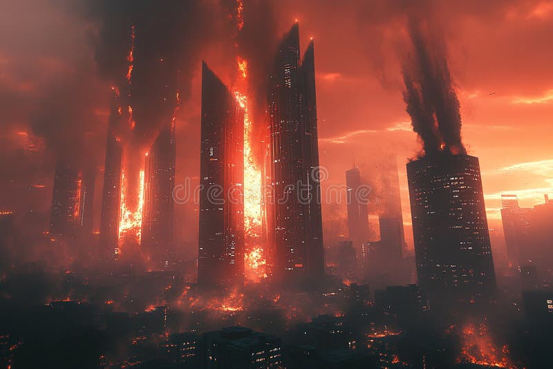 Futuristic City Under Attack with Multiple Aerial Vehicles Stock ...