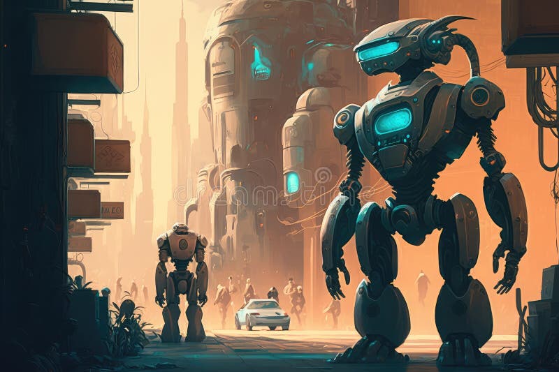 A Futuristic City with a Variety of Robots and Artificial Intelligence ...