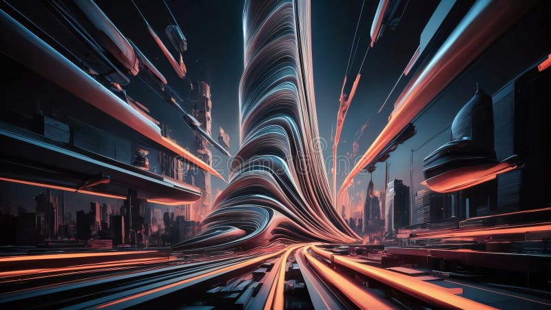 Futuristic Cityscape, Abstract Highway and High Quality Image Stock ...