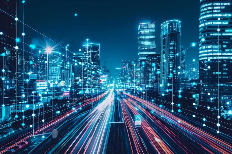Futuristic Cityscape with AI-powered Transportation and Infrastructure ...
