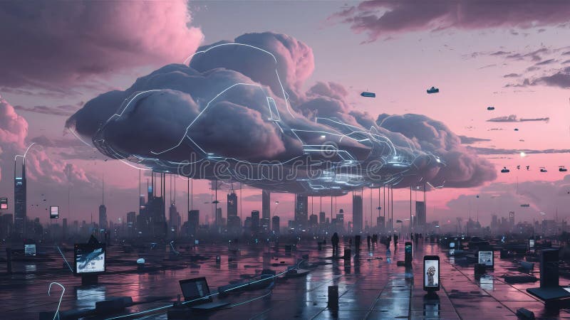 Futuristic Cityscape, Cloud Computing and High Quality Image Stock ...