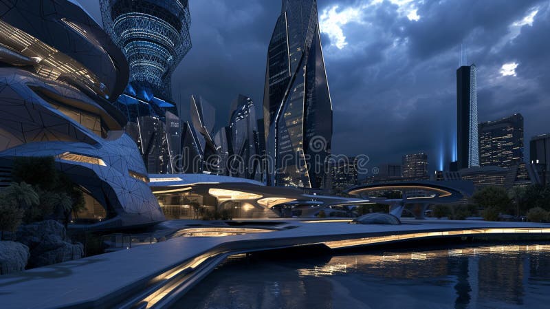Futuristic Cityscape Creative Concept Skyline Exterior. Generative Ai ...