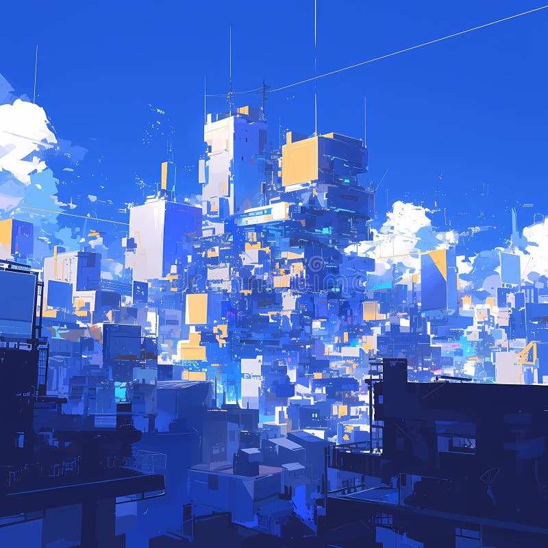Futuristic Cityscape: a Digital Dreamland Stock Illustration ...