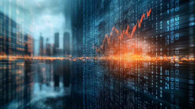 A Futuristic Cityscape with Digital Elements, Showcasing Data Streams ...