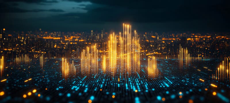 Futuristic Cityscape Digital Network Technology, Big Data Analysis ...