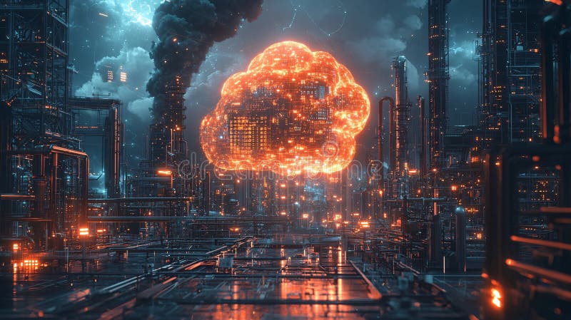 Future urban explosion stock illustration. Illustration of fireball ...