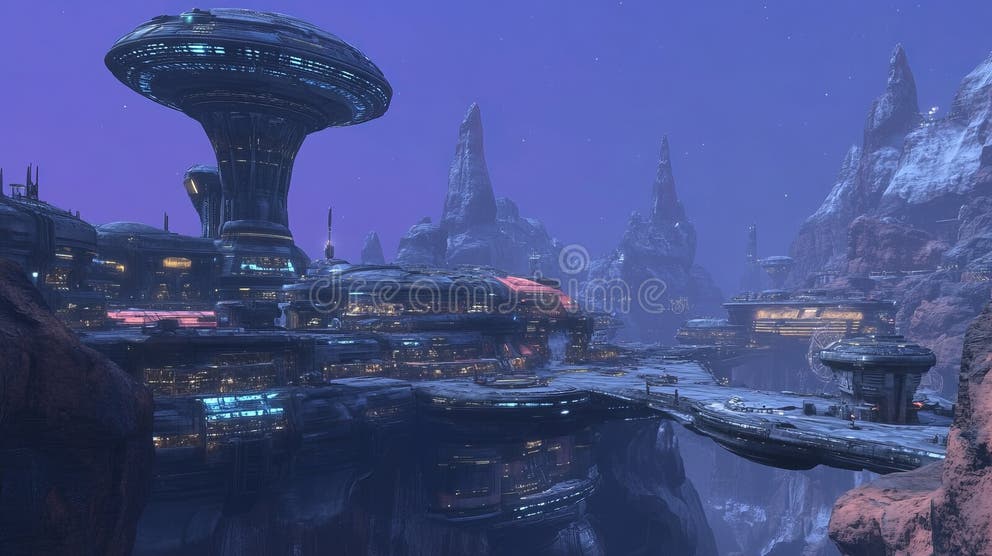 Futuristic Cityscape on an Alien Planet with a Distinctive Architectural Style Stock ...