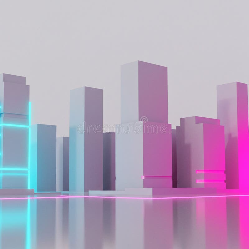 Futuristic Cityscape Featuring Tall, Rectangular Buildings with a Sleek ...