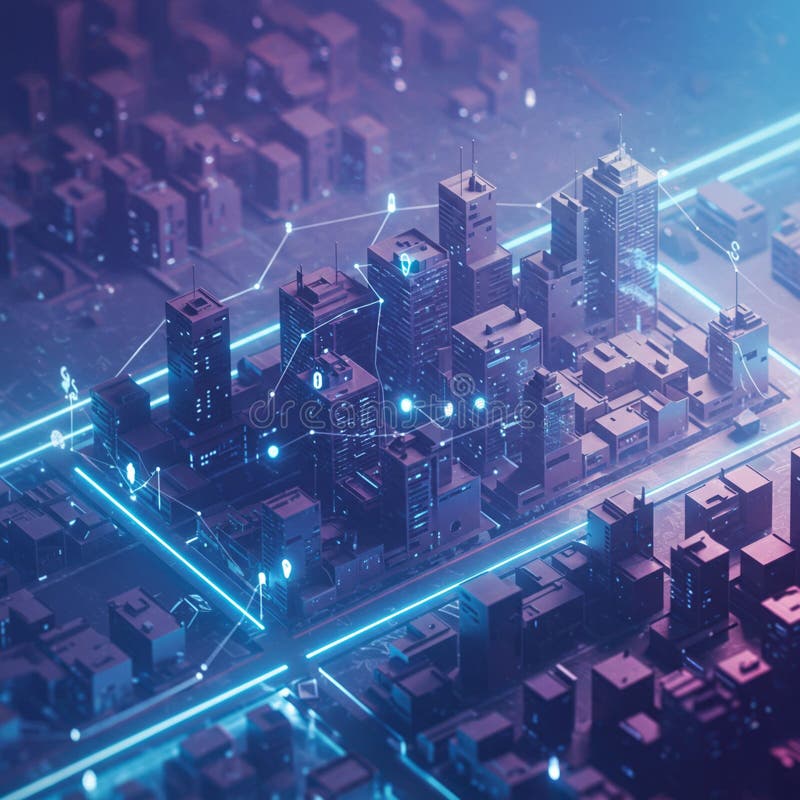 Futuristic Cityscape Featuring Tall, Rectangular Skyscrapers ...