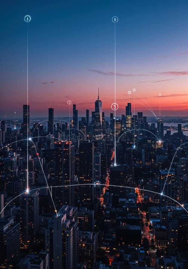 "Futuristic Cityscape with Glowing Data Streams and Smart Urban ...