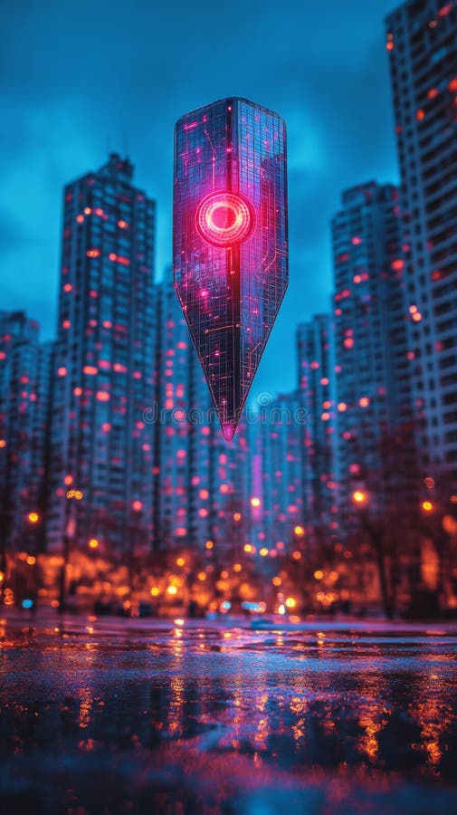 Futuristic Cityscape with Glowing Structure.Neon Dreams Stock ...