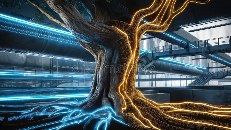 Futuristic Cityscape with Glowing Tree Roots, High Quality Image Stock ... Futuristic Cityscape with Glowing Tree Roots, High Quality Image Stock ...