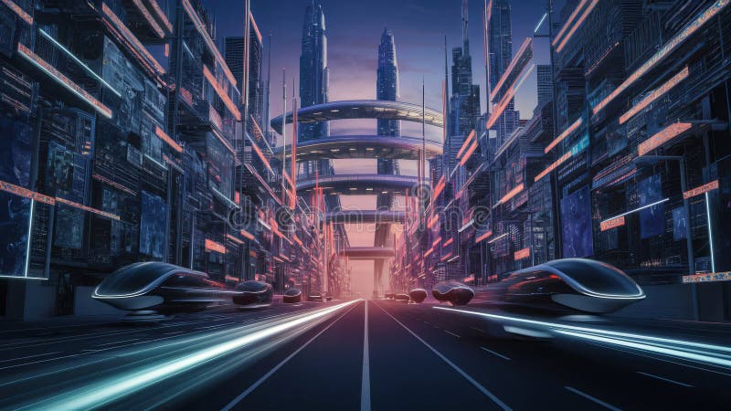 Futuristic Cityscape, High-Tech Street with High Quality Image Stock ...