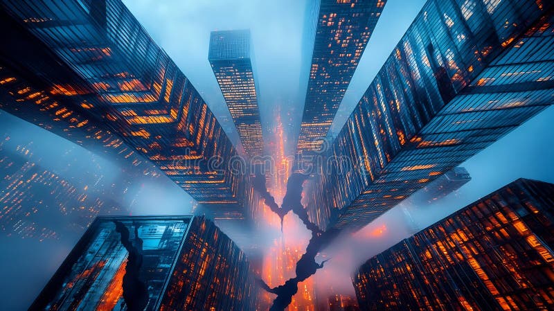 Futuristic Cityscape Illuminated by Electric Blue Nightscape and ...