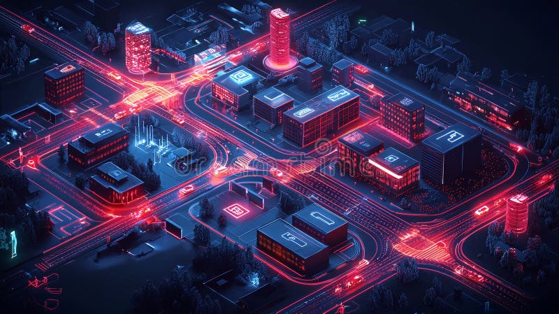 Future Technology City stock illustration. Illustration of night ...