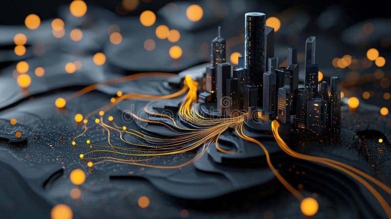 A Futuristic Cityscape With Illuminated Pathways And Dynamic Energy Flow Showcasing