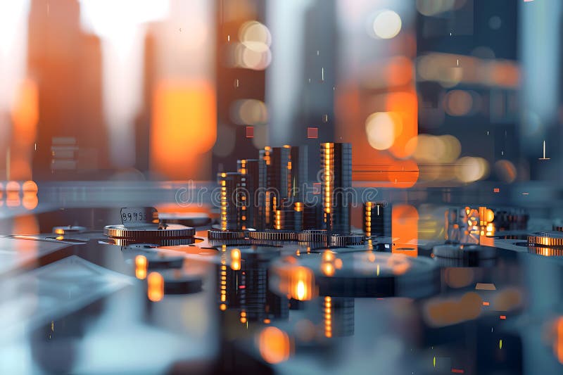 Futuristic Cityscape: Illuminated Skyscrapers Built from Electronic ...