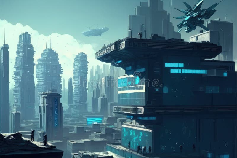 Futuristic Cityscape with Industrial Structures in Science Fiction ...