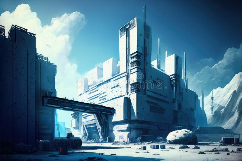 Futuristic Cityscape with Industrial Structures in Science Fiction ...