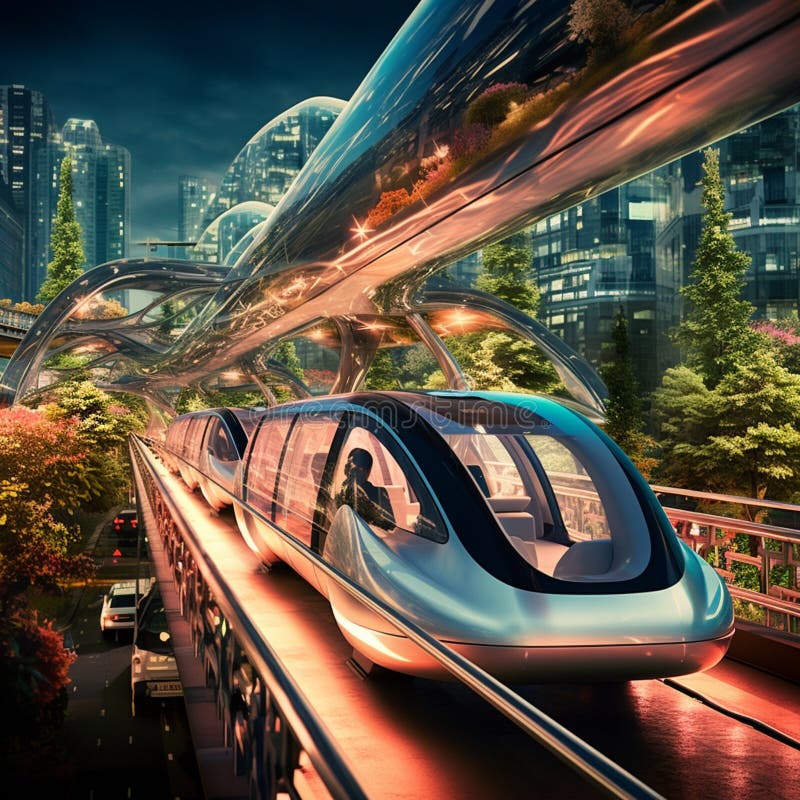 Futuristic Cityscape with Innovative Transportation System Stock Photo ...