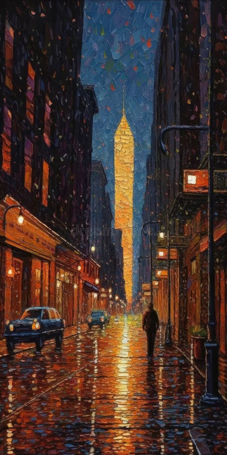 Futuristic Cityscape in Neo-Impressionist Style for Web Design. Stock ...