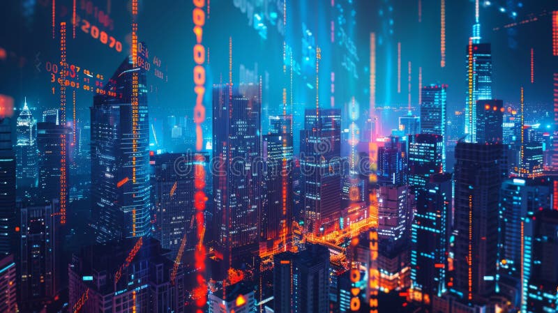 Futuristic Cityscape with Neon Glow.AI Generated Image Stock Image ...