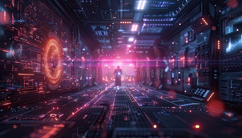 A Futuristic Cityscape with Neon Lights and Glowing Computer Screens by ...