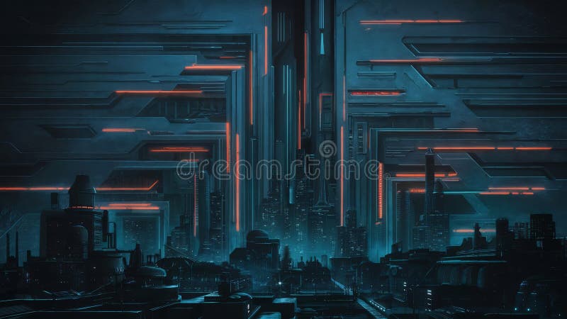 Futuristic Cityscape, Neon Lights and High Quality Image Stock ...