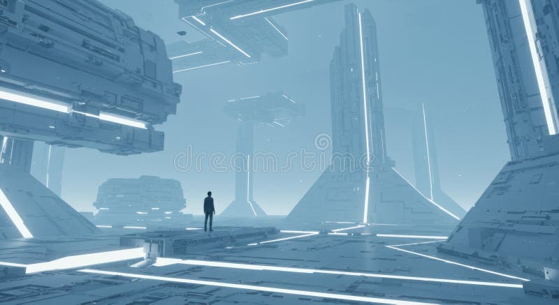 Futuristic Cityscape with Sci-fi Architecture and Glowing Structures ...