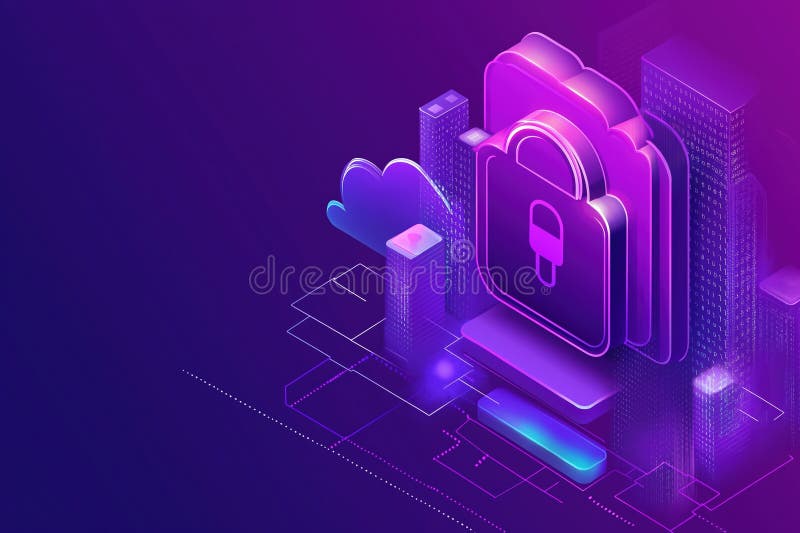 Digital Security Concepts Illustrated with Padlock and Cloud Technology ...