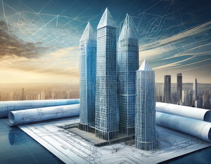 Futuristic Cityscape with Skyscraper Concept Design Stock Illustration ...