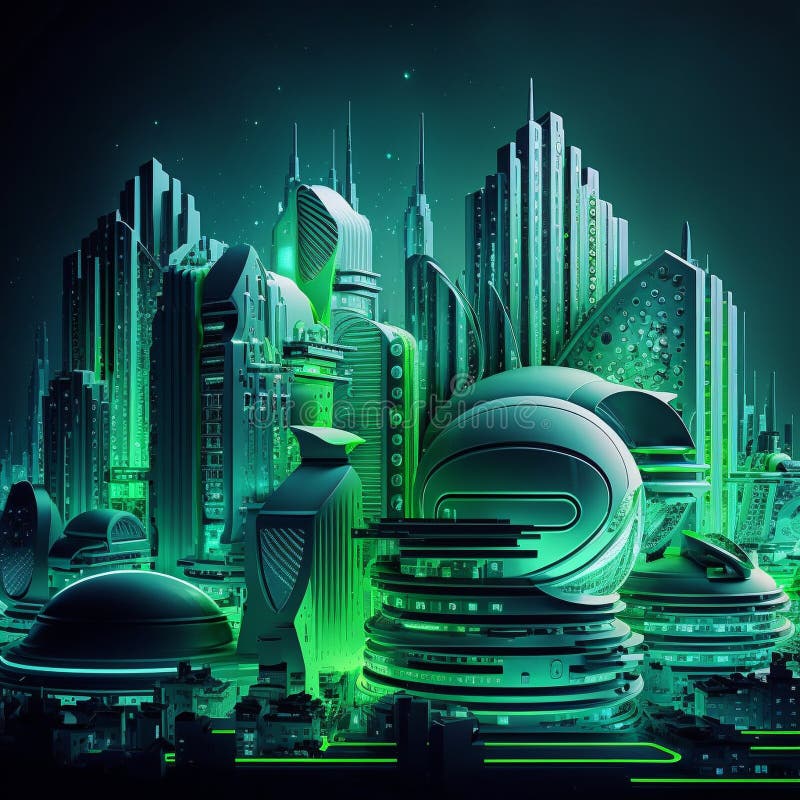 Futuristic Cityscape with Sleek, Metallic Buildings . AI Generative ... Futuristic Cityscape with Sleek, Metallic Buildings . AI Generative ...