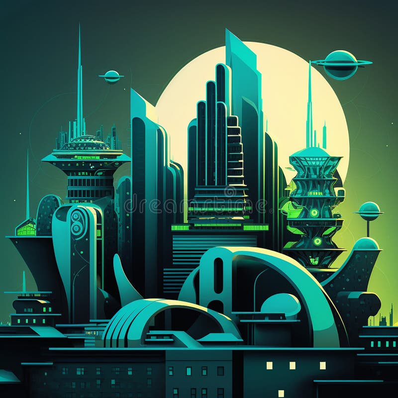 Futuristic Cityscape with Sleek, Metallic Buildings . AI Generative ... Futuristic Cityscape with Sleek, Metallic Buildings . AI Generative ...