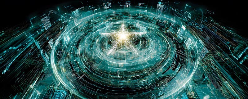 Futuristic Cityscape Star Network Abstract Technology Background Stock ...