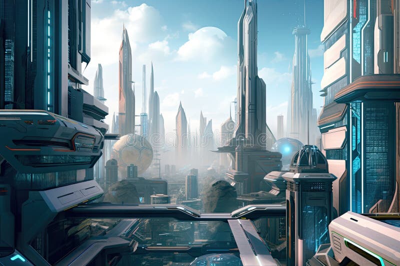 A Futuristic Cityscape with Towering Skyscrapers and Advanced ... A Futuristic Cityscape with Towering Skyscrapers and Advanced ...