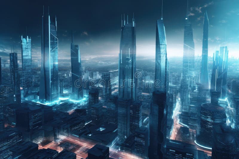 A Futuristic Cityscape with Towering Skyscrapers and Advanced ...