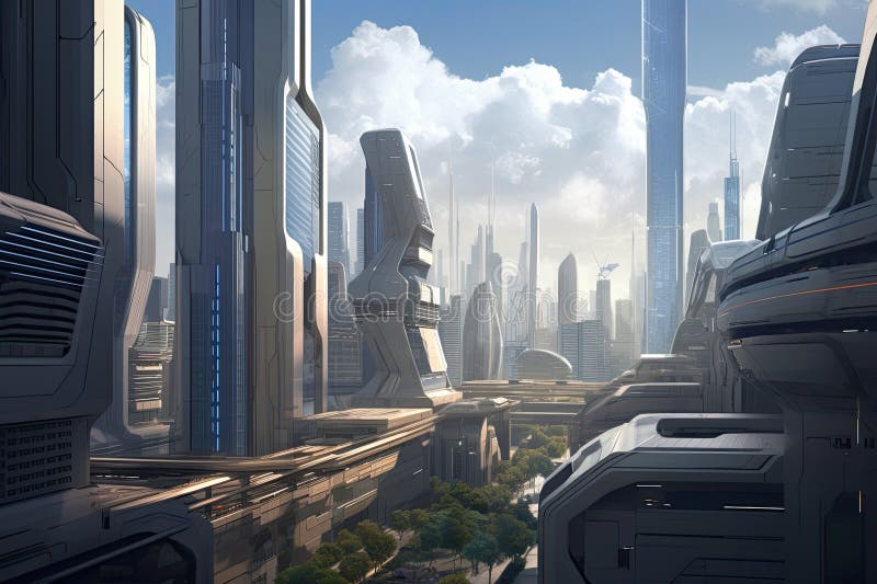 A Futuristic Cityscape with Towering Skyscrapers and Advanced ...