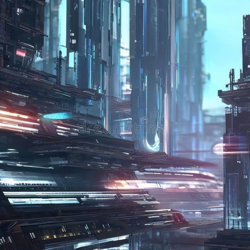 Futuristic Cityscape, with Towering Structures and Advanced Technology ...