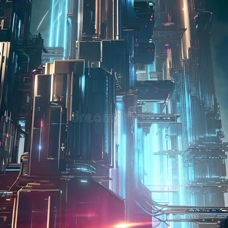 Futuristic Cityscape, with Towering Structures and Advanced Technology ...