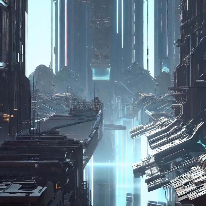 Futuristic Cityscape, with Towering Structures and Advanced Technology ...