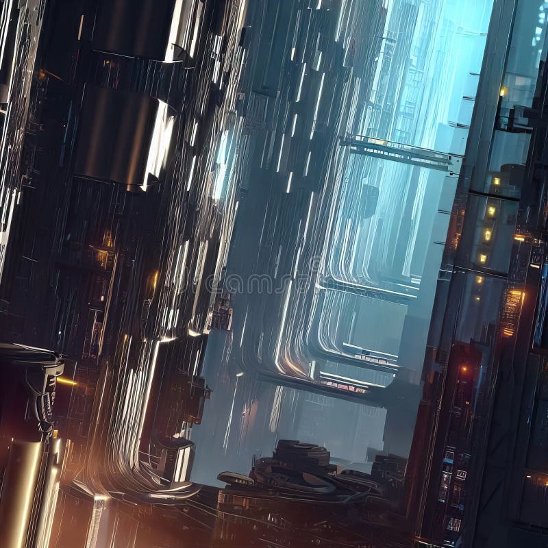 Futuristic Cityscape, with Towering Structures and Advanced Technology ...