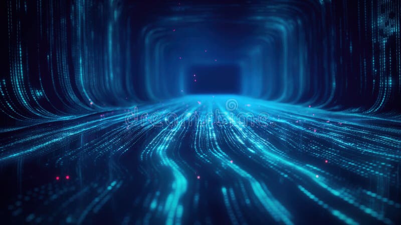 Futuristic Cityscape Tunnel Digital Illustration with Large Rectangular ...