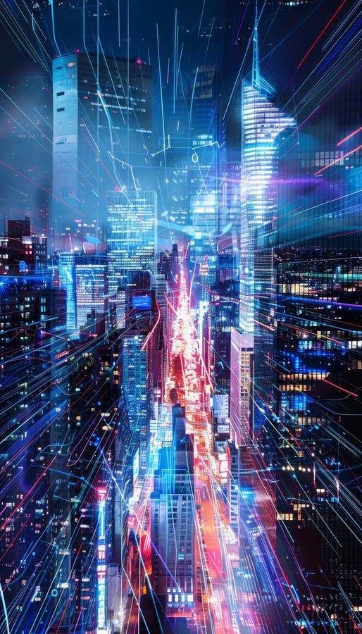 Futuristic Cityscape a Vision of Smart Cities with Glowing Lines and ...