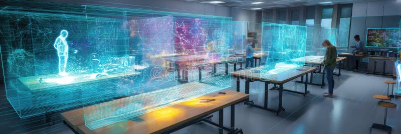Futuristic Classroom Featuring a Holographic Teaching Assistant ...